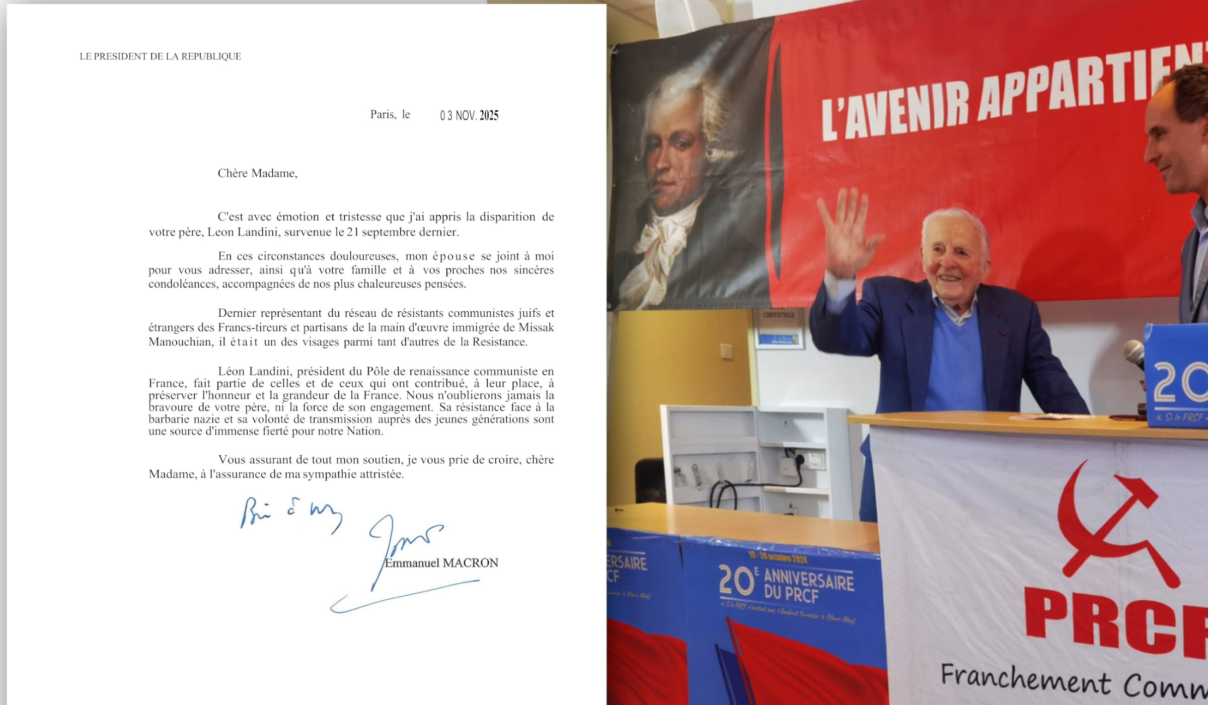 « Au nom de l'idéal qui l’avait fait combattre et qui nous pousse encore à nous battre aujourd ...